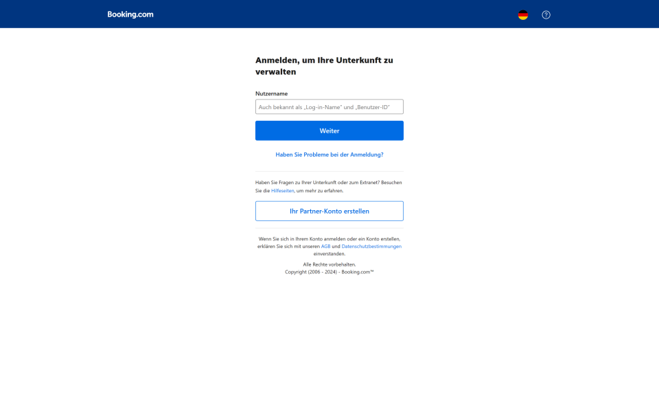 Booking Login und Extranet Zugang - Hotelfinder