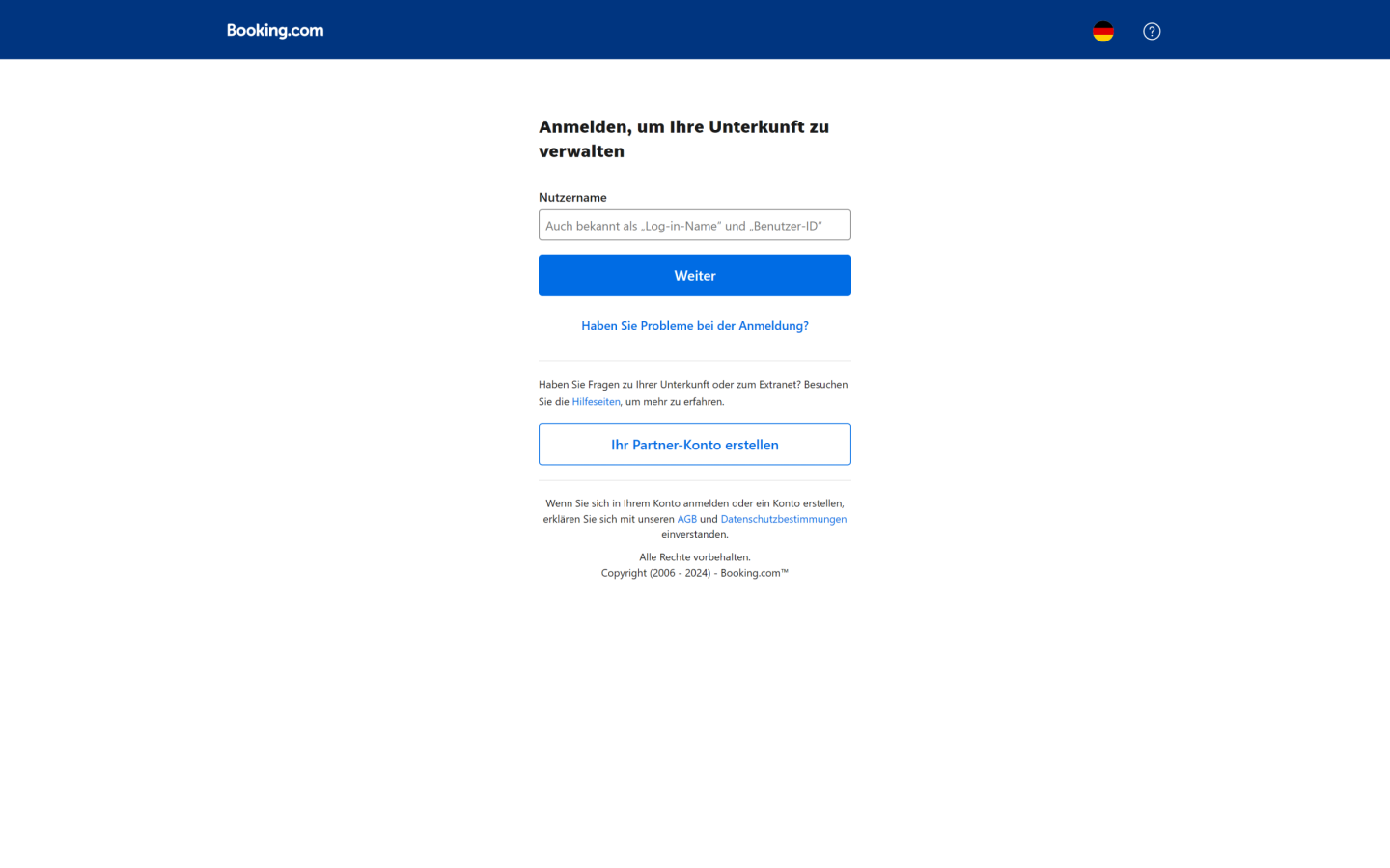 Booking Login und Extranet Zugang - Hotelfinder